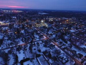 Drone captures images of Courthouse, iconic landmark in Albion ...