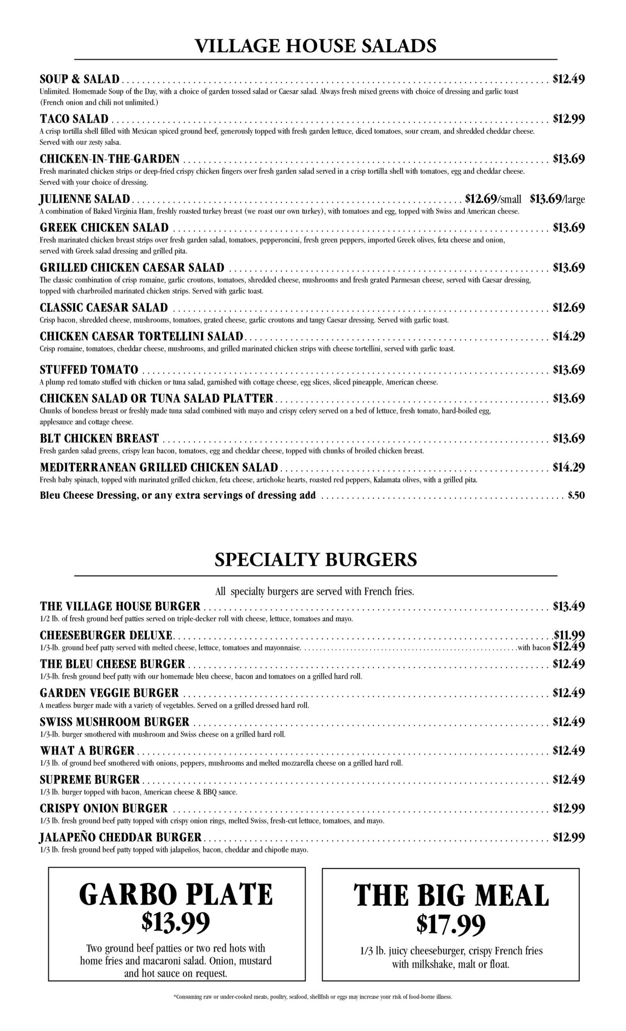 Village House dinner menu - Community News, Events, & Information ...